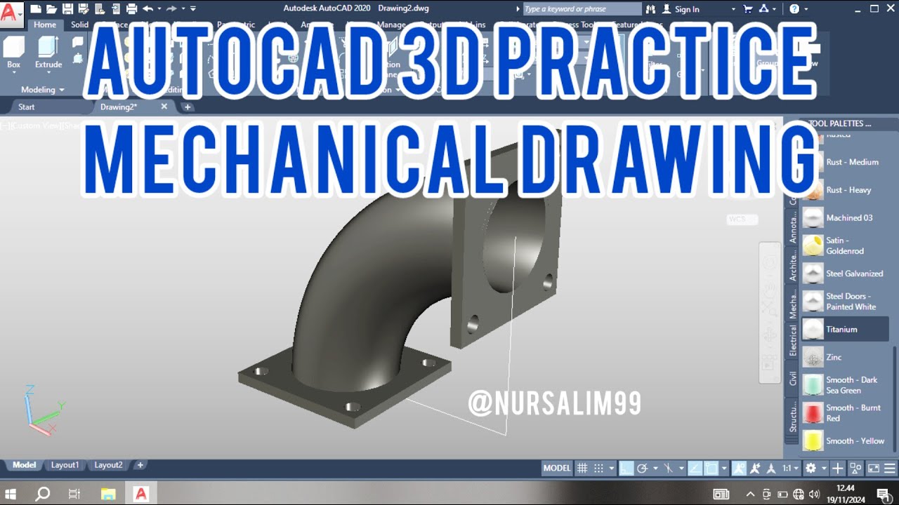 3D AutoCAD Practise Drawing | Elbow - YouTube