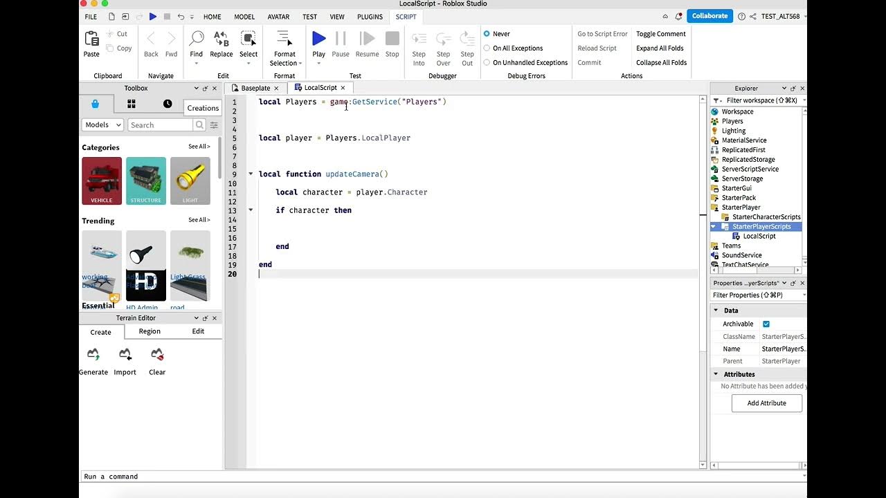 HOW TO MAKE CAMERASCRIPT CASSC WALKTHROUGH PART 2 2023 ROBLOX STUDIO LUA SCRIPTING TUTORIAL ...