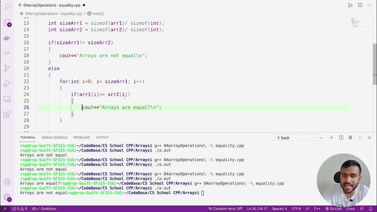 Array Operations Equality Youtube