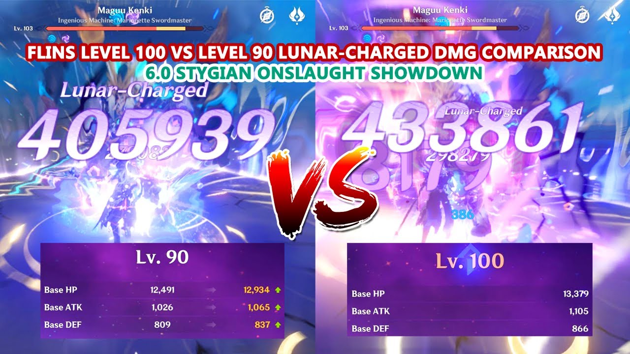 C0R1 Flins Level 100 vs Level 90 Lunar-Charged DMG Comparison | 6.0 ...