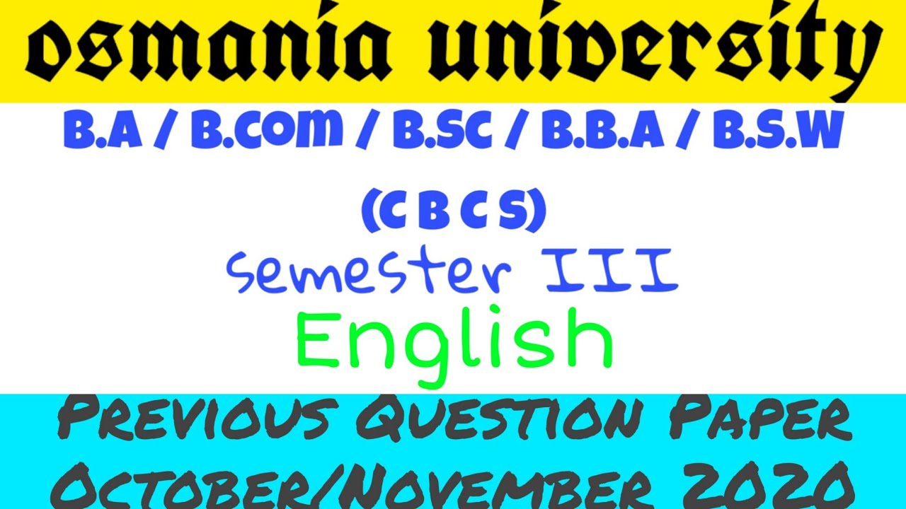 English | Previous Question Paper Nov 2020 | Bcom 3rd Semester | Degree ...
