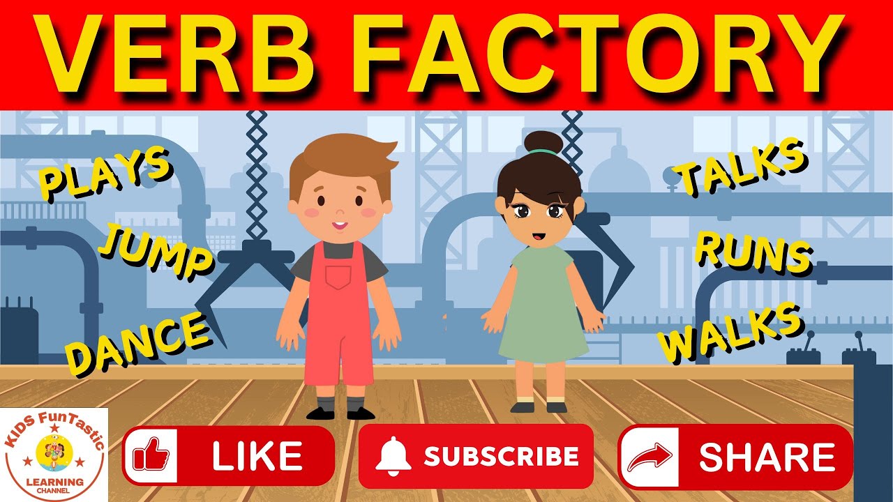 🌟 Verb Factory Fun: Learn Action Words with Kids Funtastic Learning Channel! 🚀 - YouTube