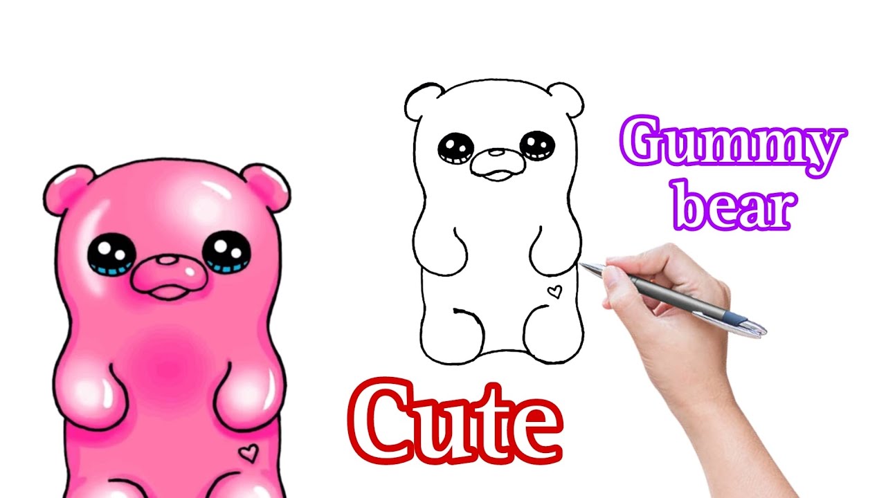 How To Draw A Cute GUMMY BEAR Clipart,To Draw step by step, DL cute ...