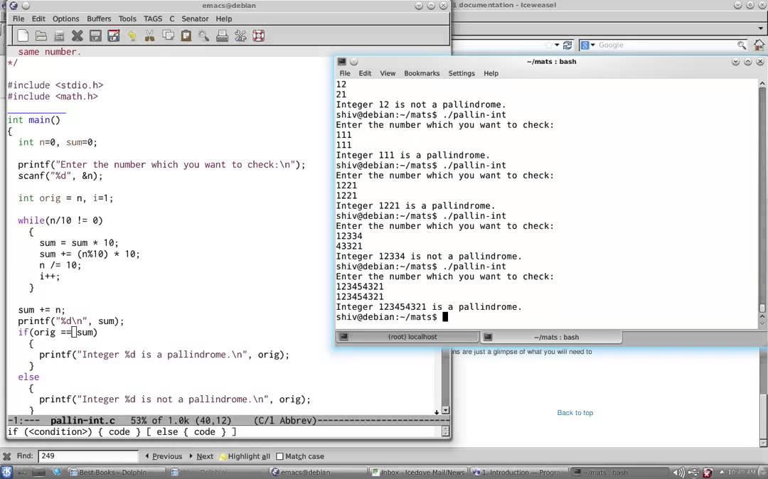 C Programming Part 17 Example 5 Pallindrome Integers Youtube