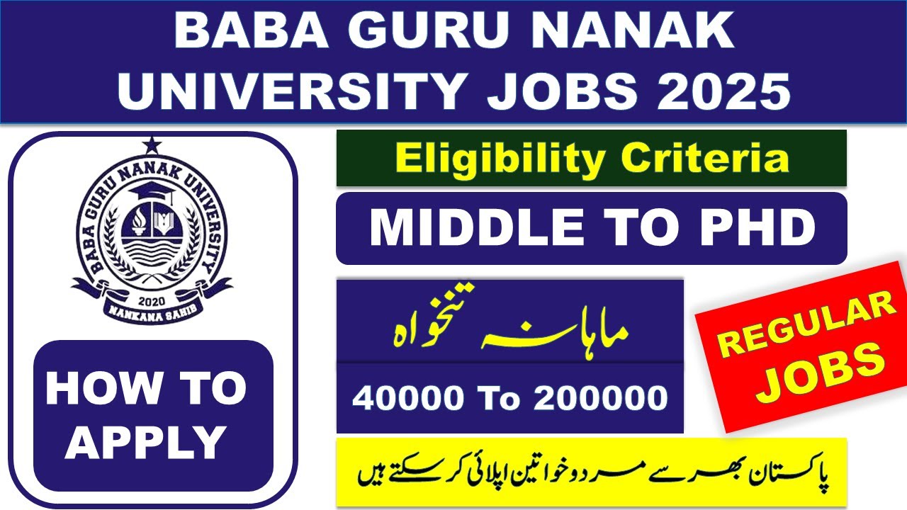 BABA GURU NANAK UNIVERSITY JOBS 2025 | BGNU JOBS 2025 | NEW JOBS IN ...