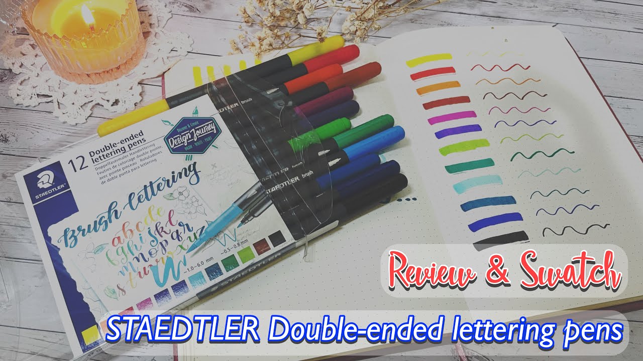 Review and Swatch ~ STAEDTLER® 3004 Double-ended lettering pen - YouTube