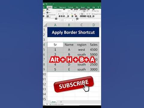 Apply border Shortcut🔥excel tips & tricks - YouTube