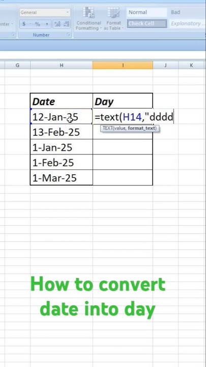 How to convert Date into Day #excel #exceltips #exceltricks #exceltutorial - YouTube