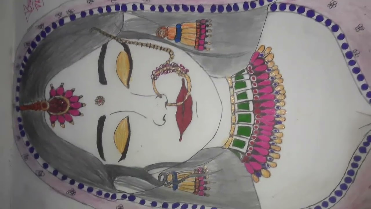 Indian bridal traditional dulhan sketch drawing - YouTube