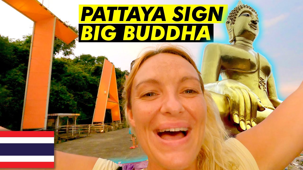 🇹🇭 PATTAYA - Big Buddha and Pattaya Sign by Baht Bus - Thailand 2023 ...