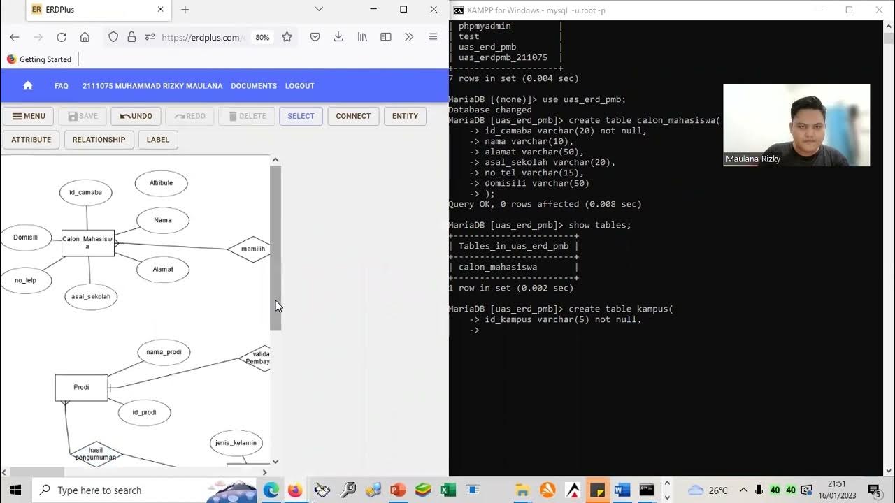 cara membuat erd dengan erdplus & membuat table database - YouTube