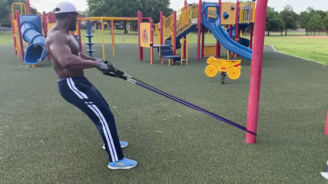 Standing Row with Band - Handle grip (low band mount) - YouTube