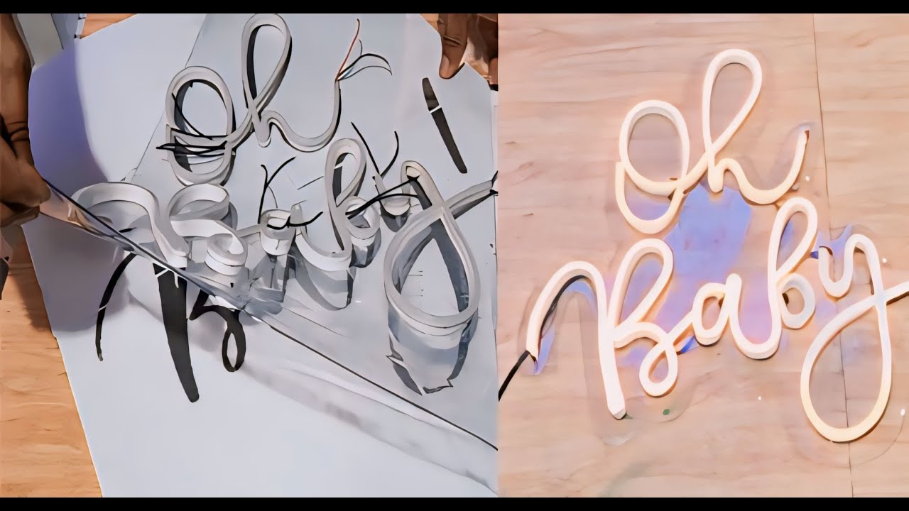 DIY beautiful and easy to make/NEON LED LIGHTS SIGN/Oh Baby - YouTube