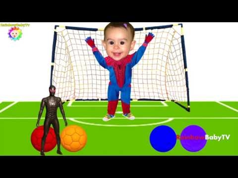 Spider Baby crying learn colors with Soccer Balls rainbow vs Bad ...