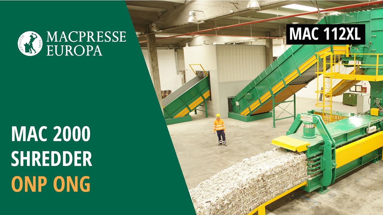 Waste Paper Shredder Mac 2000 with bipass ONP -OMG - YouTube