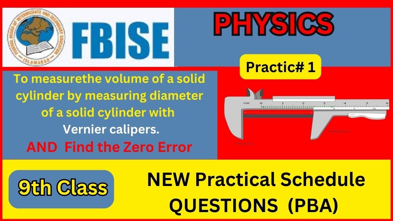 VERNIER CALLIPERS |FBISE 9th class PHYSICS Practical New Scheme | - YouTube