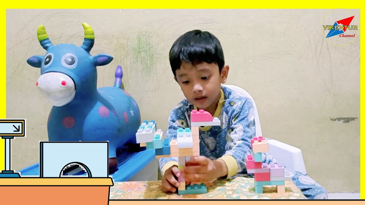 VIKENTUR Membentuk Binatang dari Mainan Lego bersama Sapi bernama "EMO ...
