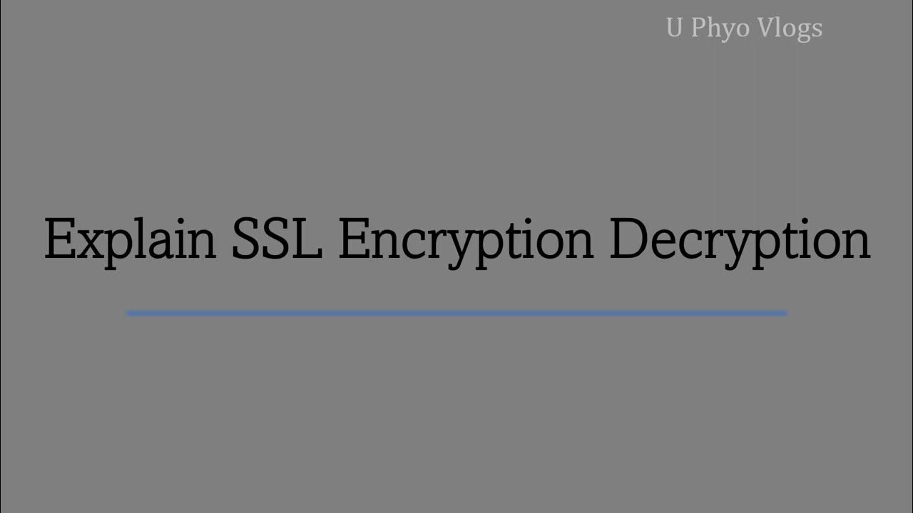 Encryption, Decryption, Certificates (In Burmese) - YouTube