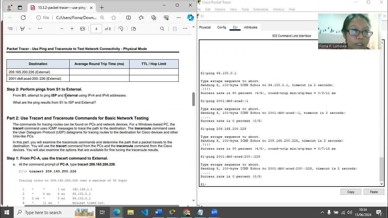 Lab 13.3.2 - Use Ping and Traceroute to Test Network Connectivity - YouTube