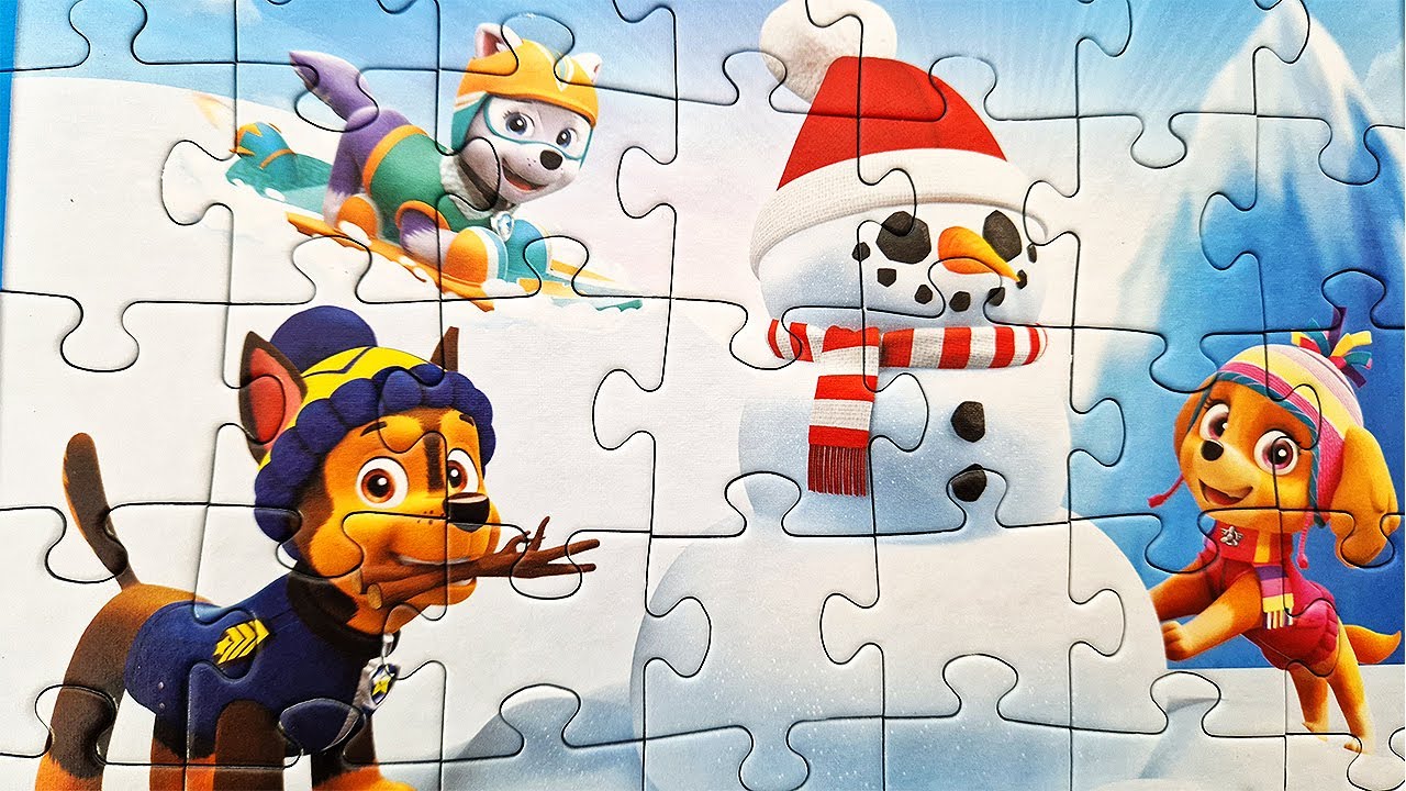 Paw Patrol Winter Puzzle - Snowman Puzzle Video - YouTube