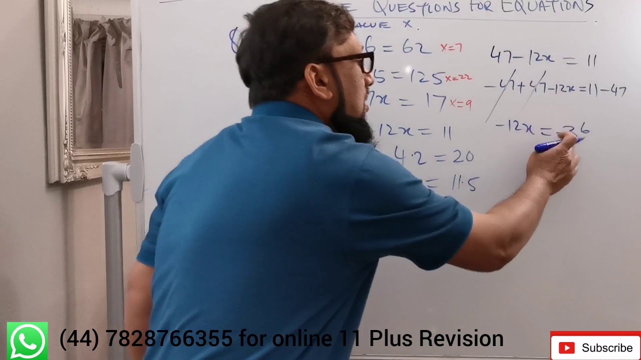 Practice Questions for Equations - 11 Plus Maths Tutorial - YouTube