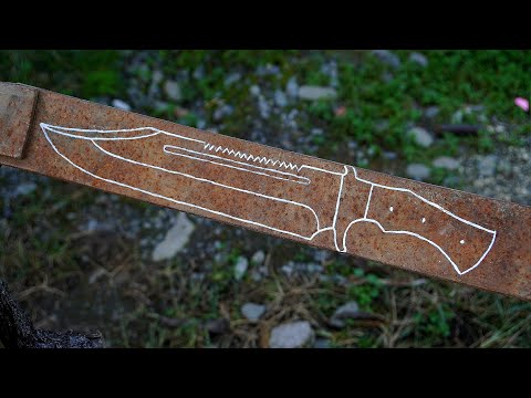 Creating Sharp Bowie Knife From a Rusted Leaf Spring
