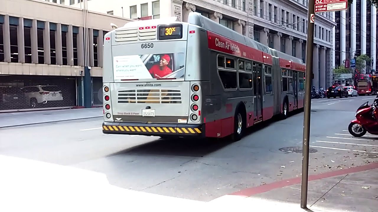 SF Muni 2017 New Flyer XDE60 6650 on Route 30X - YouTube