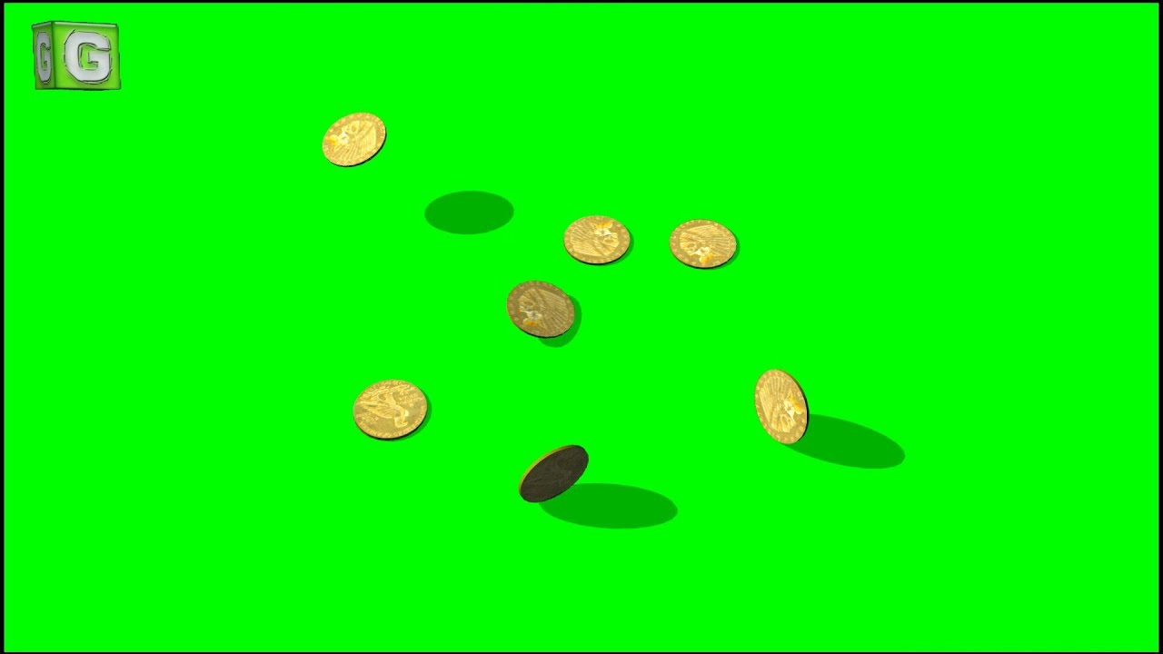 Gold coins fall to the ground - green screen Footage 03 - free use ...