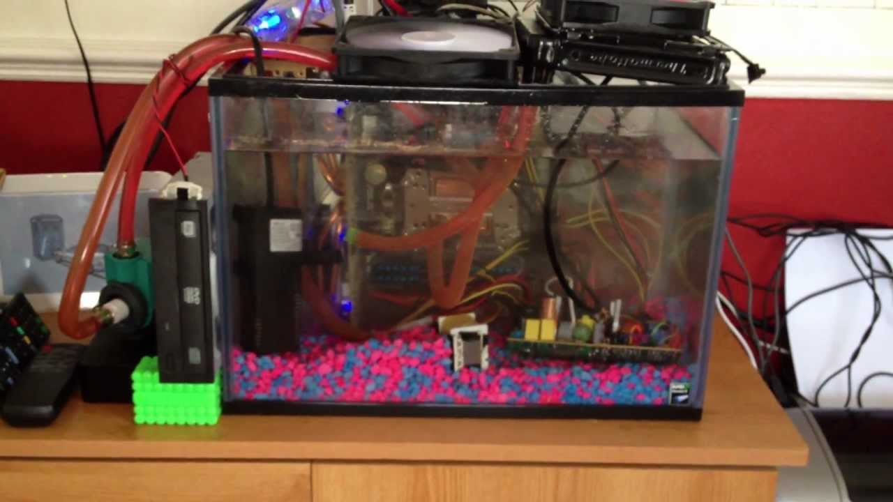 mineral oil cooled computer (baby oil) - YouTube