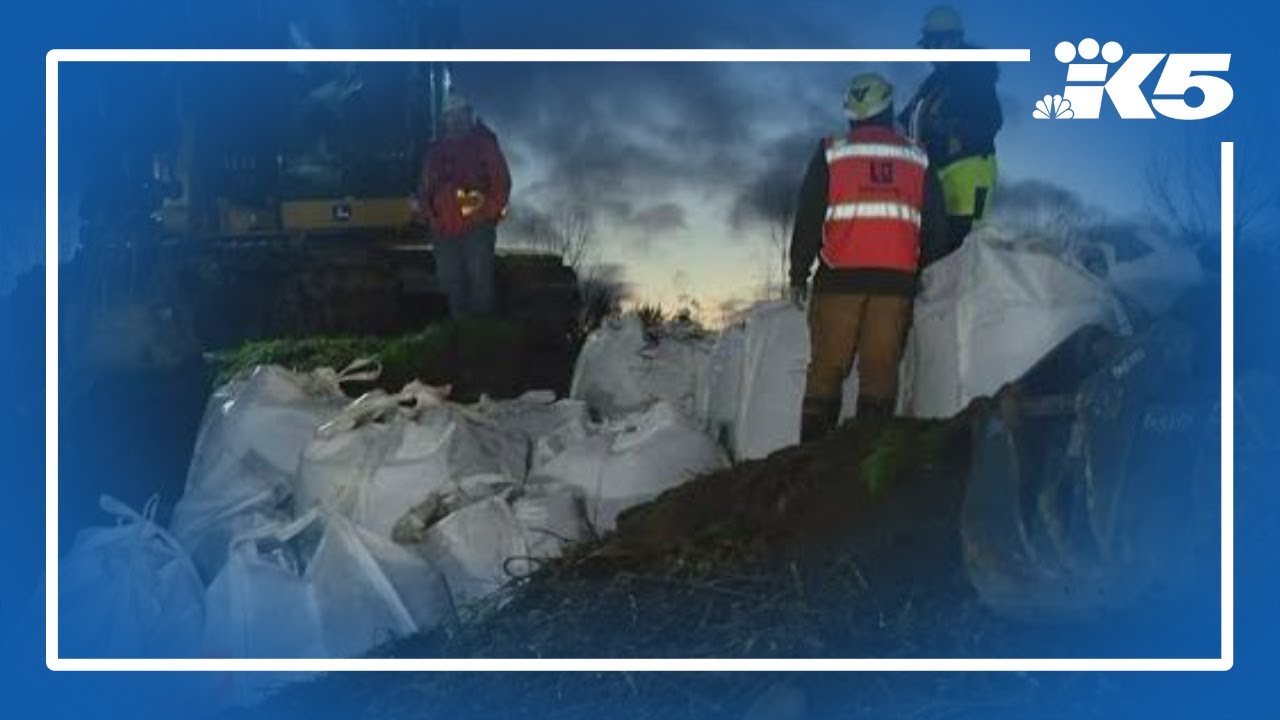 Crews work to repair damaged levee in Tukwila - YouTube