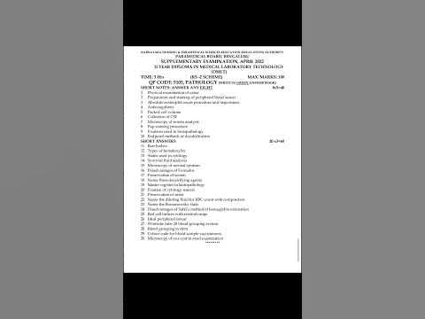 pathology |2nd year DMLT| paramedical| previous year question papers - YouTube