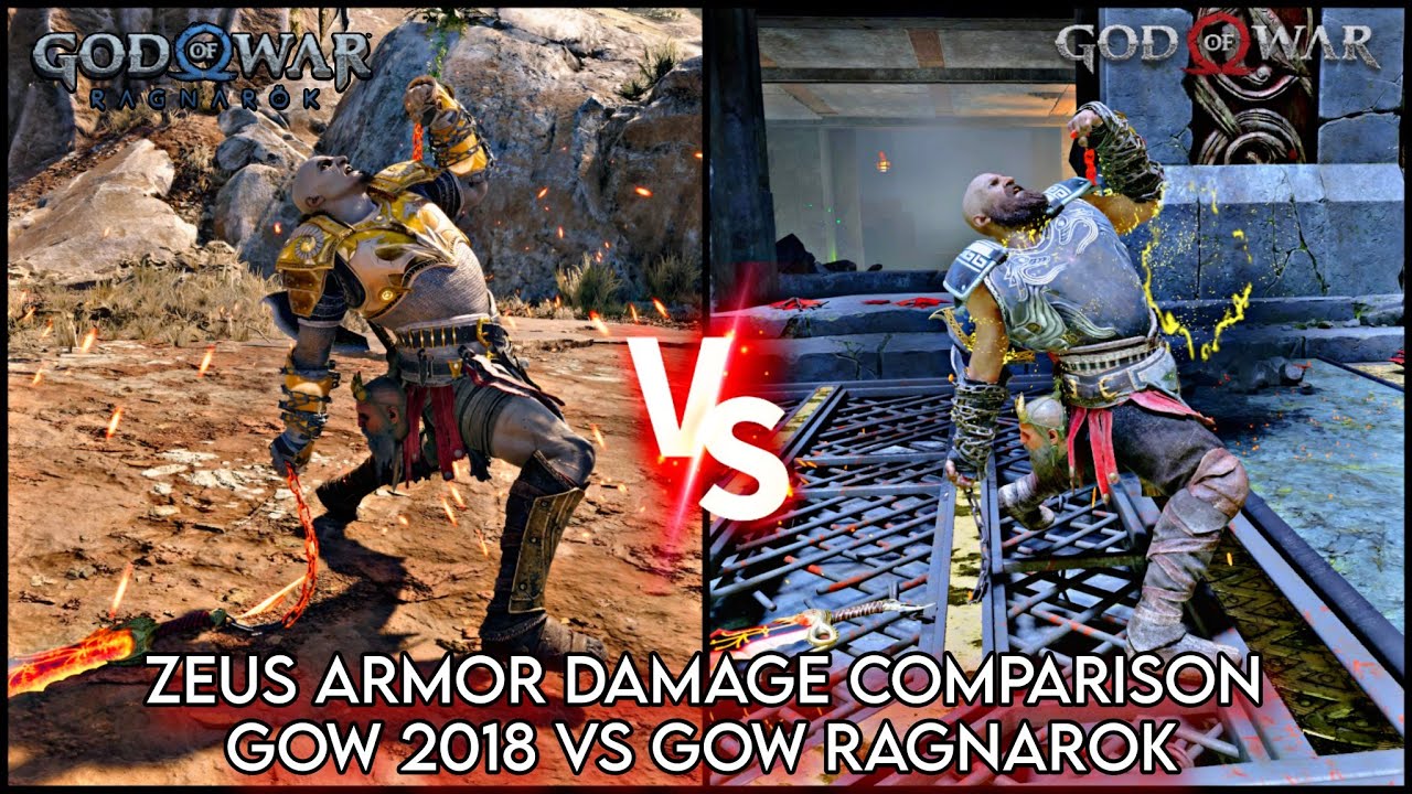 ZEUS ARMOR DAMAGE COMPARISON GOW 2018 VS GOW RAGNAROK - YouTube
