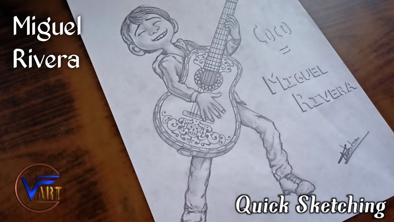 Draw Miguel Rivera Coco | How to draw Miguel Rivera | Disney Pixar Coco ...