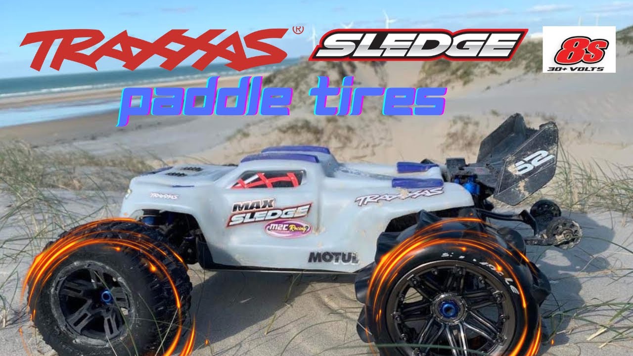 Traxxas sledge 8s paddle tires 🤘 - YouTube