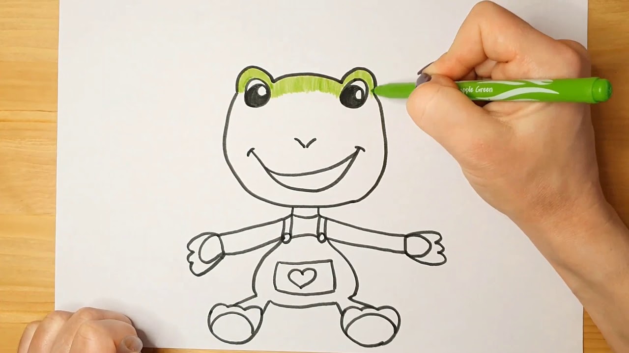 Drawing and coloring a frog - YouTube