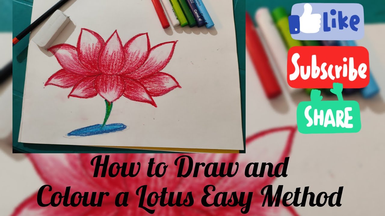 How To Make A Lotus Drawing Easy | How To Draw A Lotus Flower Very Easy ...