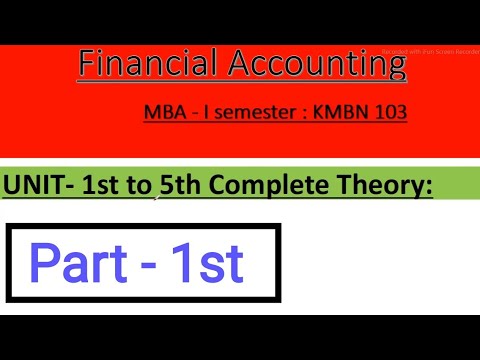 Financial Accounting Analysis MBA 1st semester || All important ...
