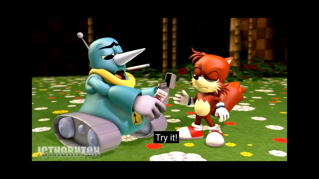 tails is smoking with the junk/ tails está fumando pero con el chararra ...