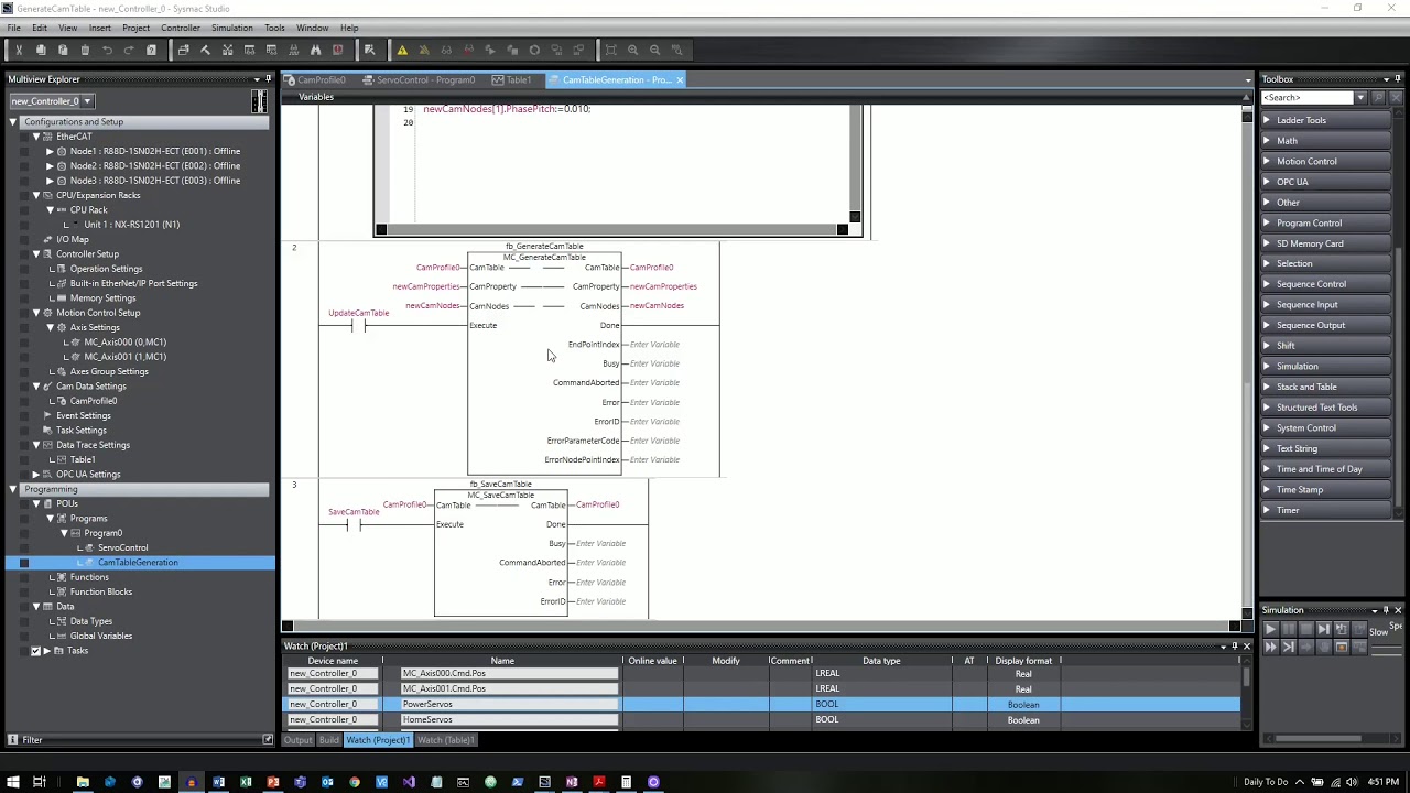 Creating Cam Profiles with MC_GenerateCamTable - YouTube