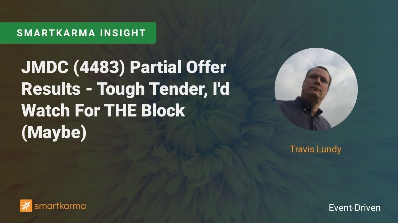 JMDC (4483) Partial Offer Results - Tough Tender, I'd Watch For THE Block (Maybe) - YouTube