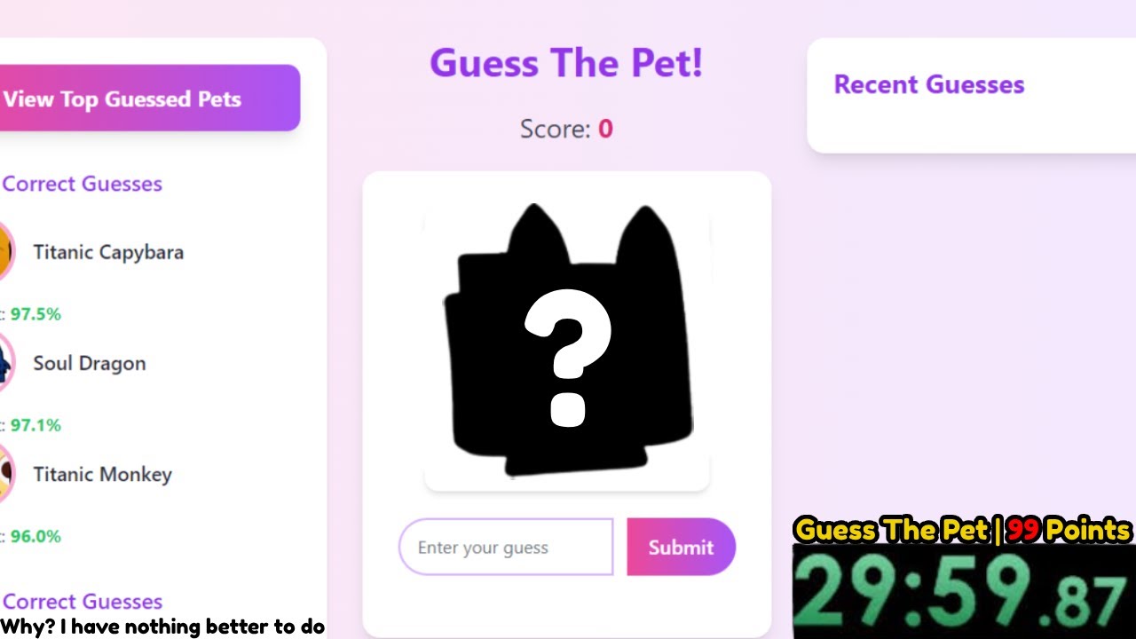 [🔴LIVE] Guess the Pet! 99 points speedrun - YouTube