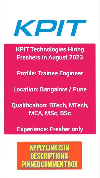 KPIT Freshers Recruitment #job #hiringfreshers #freshersrecruitment #jobhunting - YouTube