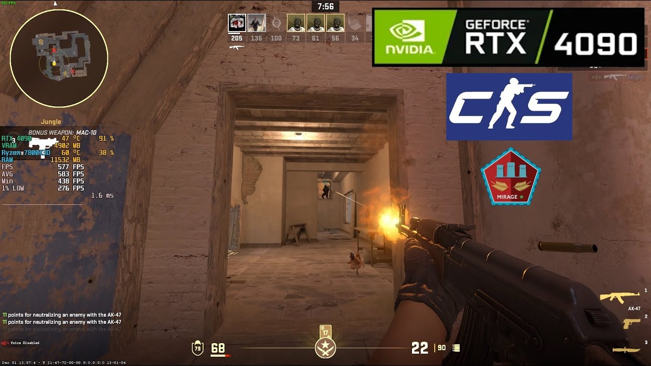 CS2 Mirage : RTX 4090 24GB | RYZEN 7 7800X3D | 1080p Max Settings ...