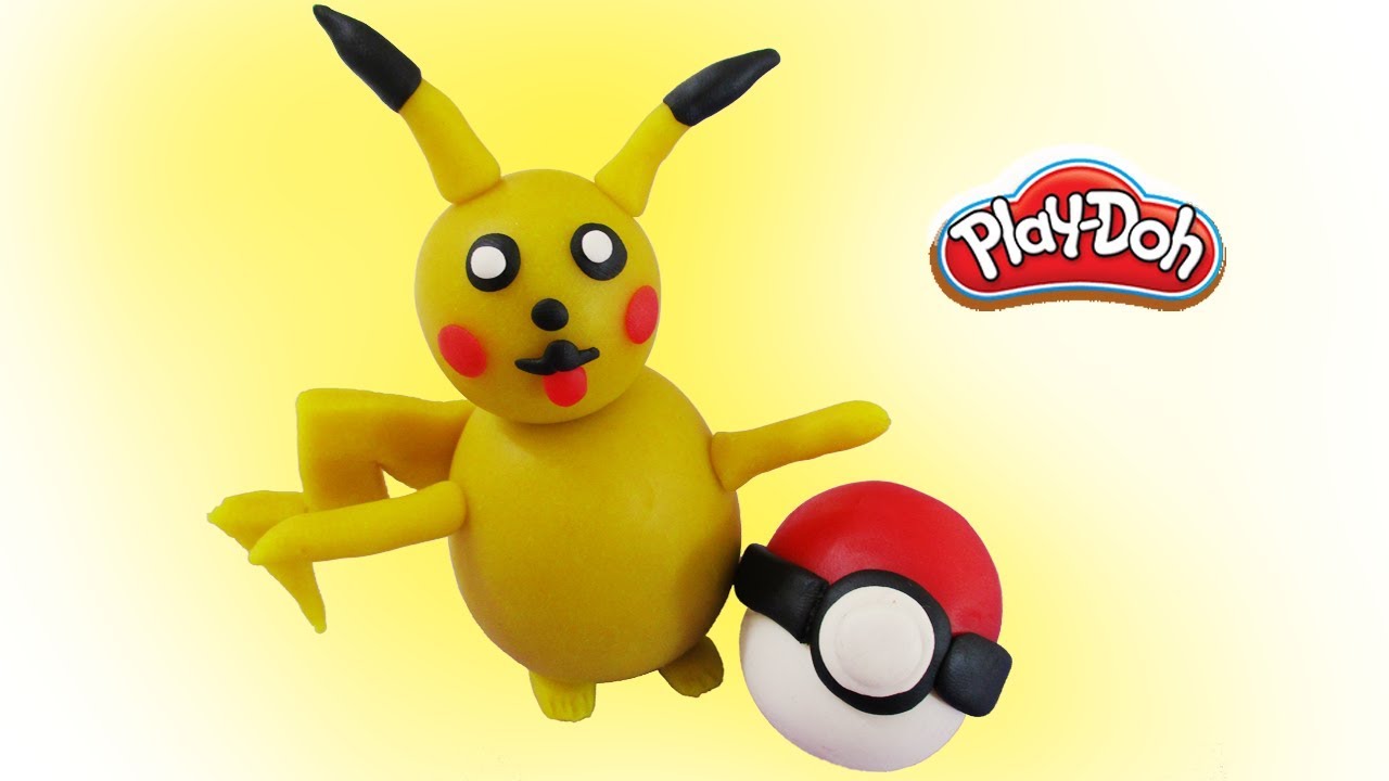 how to make pokemon go play doh pikachu with pokeball - YouTube
