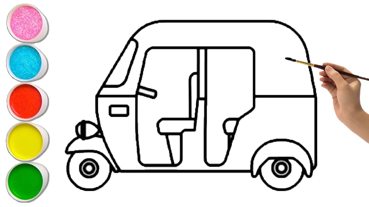 How to Draw Auto Rickshaw/ CNG || Auto Rickshaw/CNG Drawing, Painting ...