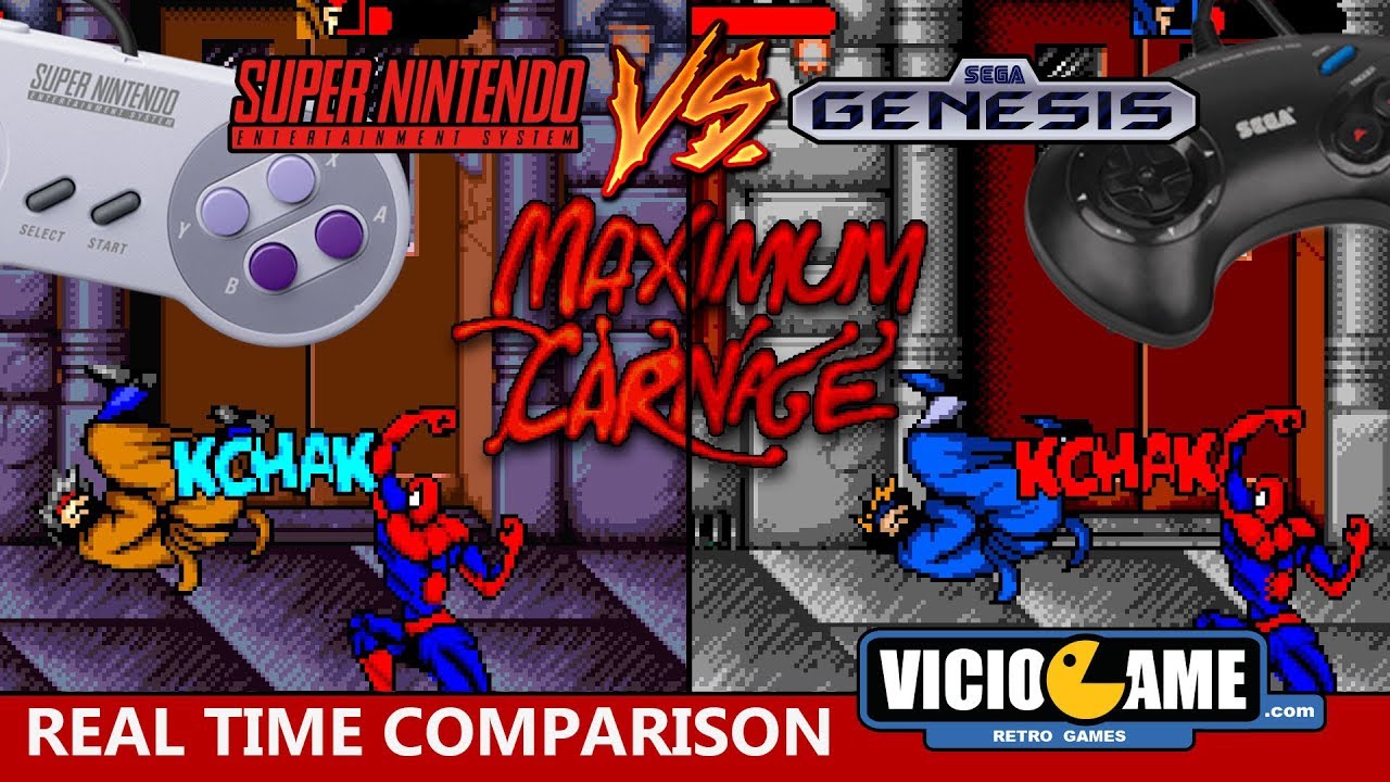 🎮 Spider-Man Maximum Carnage (SNES Vs Mega Drive) Real Time Comparison ...