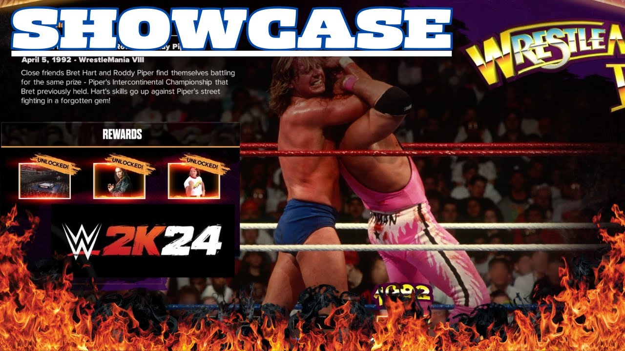 Bret Hit Man Hart vs Rowdy Roddy Piper WWE 2K24 Showcase (Unlocked ...