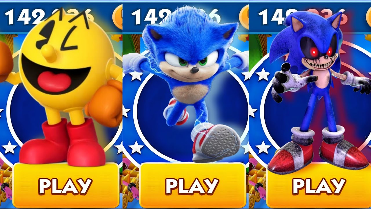 Sonic Dash - PAC-MAN VS Sonic VS Sonic EXE - Movie Sonic vs All Bosses ...
