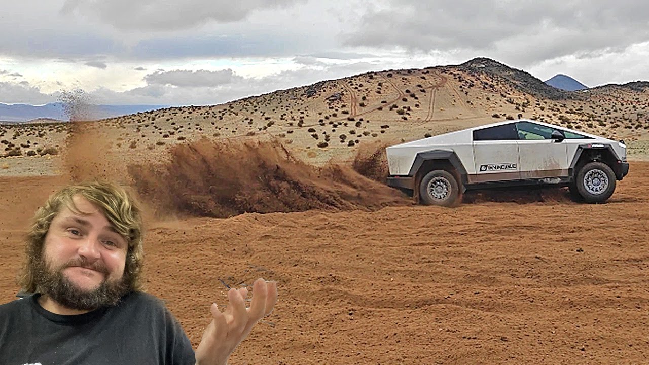 Tesla Cybertruck EV Tearing up the Desert Offroading - YouTube