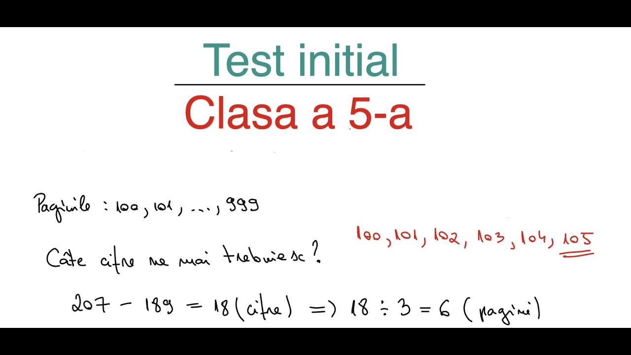 Test initial - Matematica - Clasa a 5-a - YouTube